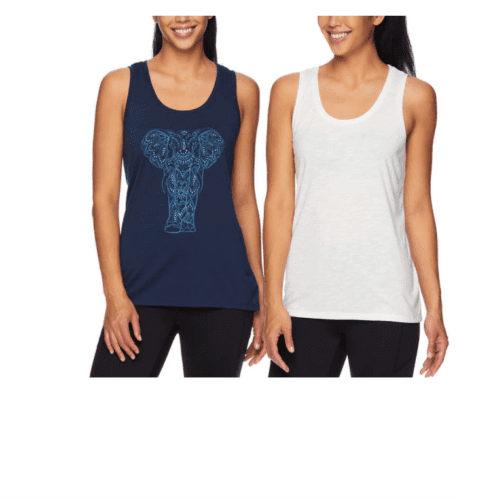 Gaiam Womenâ€™s Relaxed Fit Soft Touch Tank 2-Pack Top (White/Ocean ...