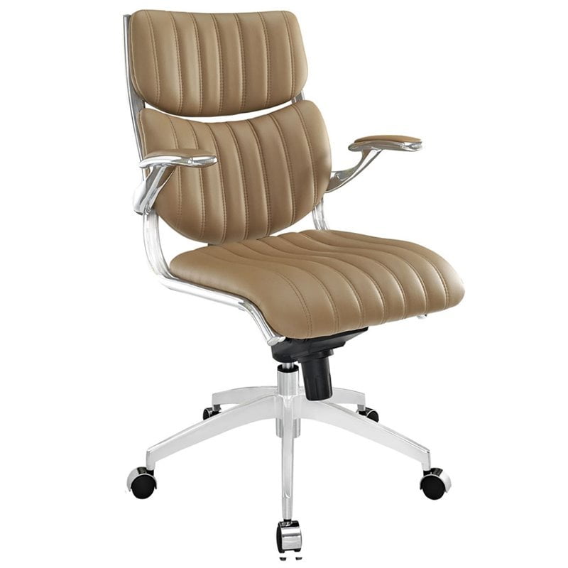 Hawthorne Collection Faux Leather Swivel Office Chair in Tan - Walmart ...