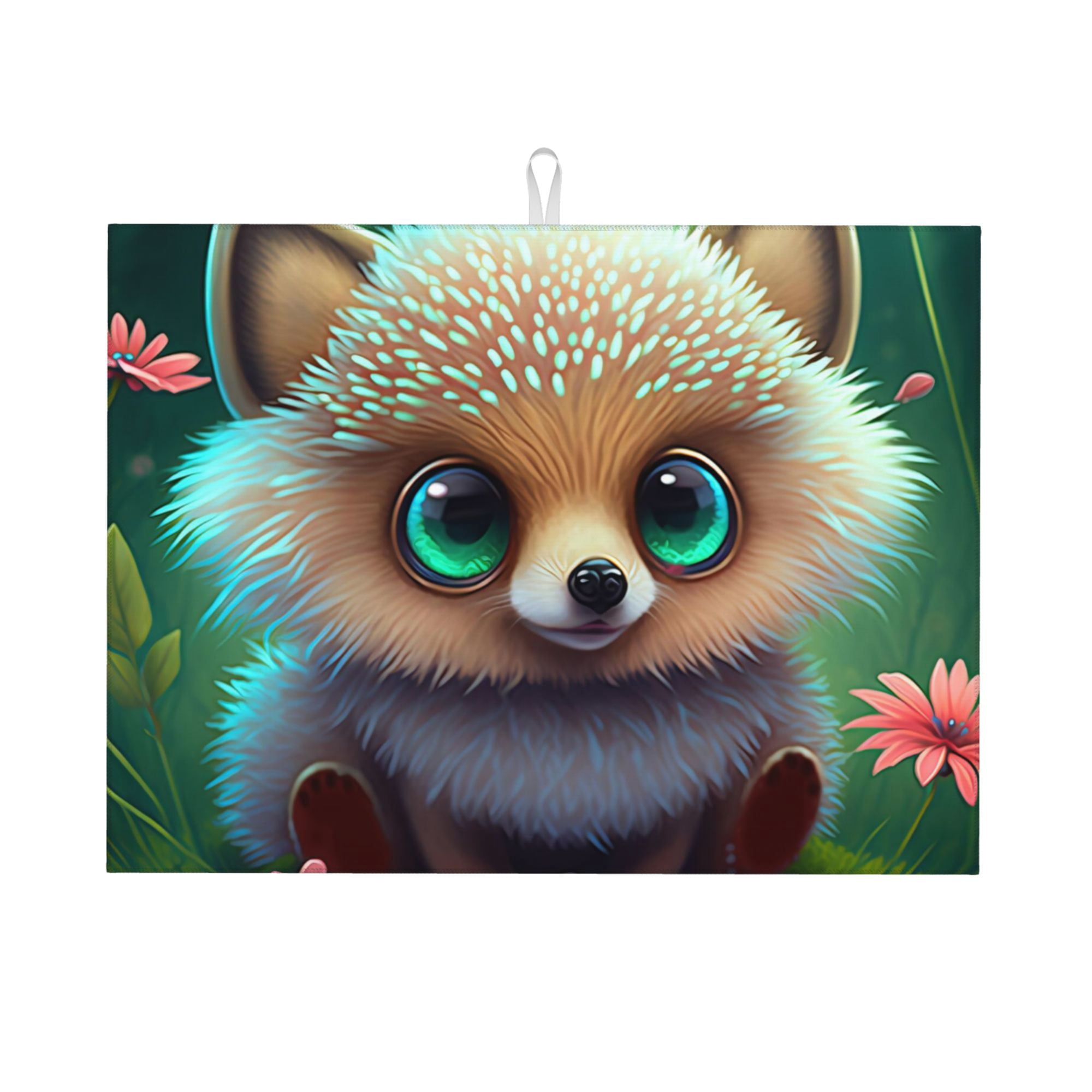 XMXY Dish Drying Mat for Kitchen Counter, Cartoon Hedgehog Absorbent ...