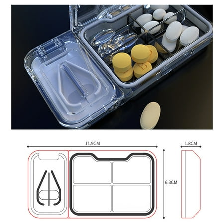 Pill Cutter Splitter for Small or Large Pills Four Grid Pill Organizer ...