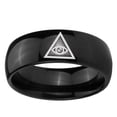 Seeing Eye of God Black High Polish Dome Tungsten Men Ring 10MM ...