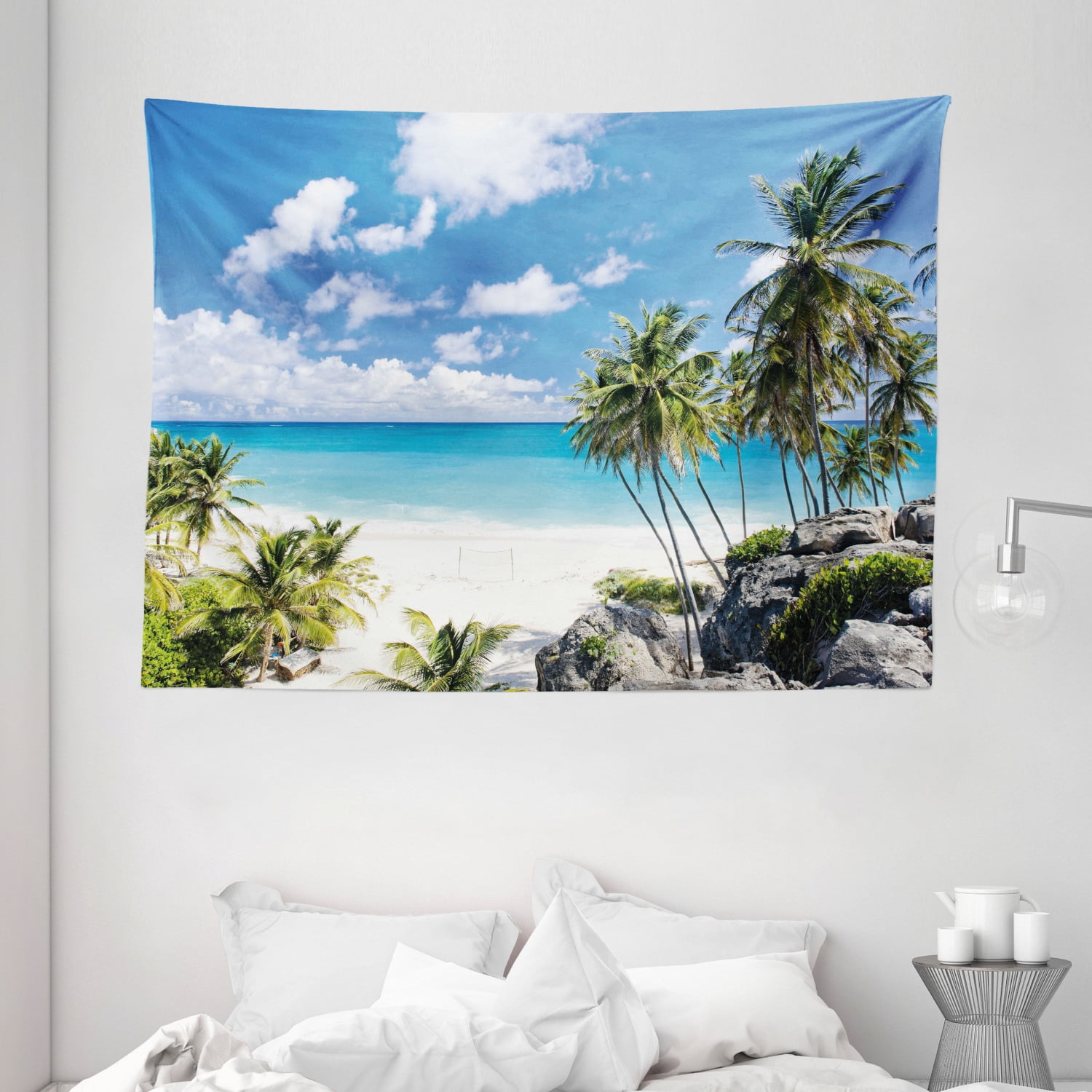 Summer Tapestry, Bottom Bay Barbados Beach Tropical Palms Ocean Holiday ...