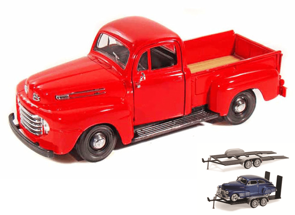Diecast Car & Trailer Package - 1948 Ford F-1 Pickup Truck, Red ...