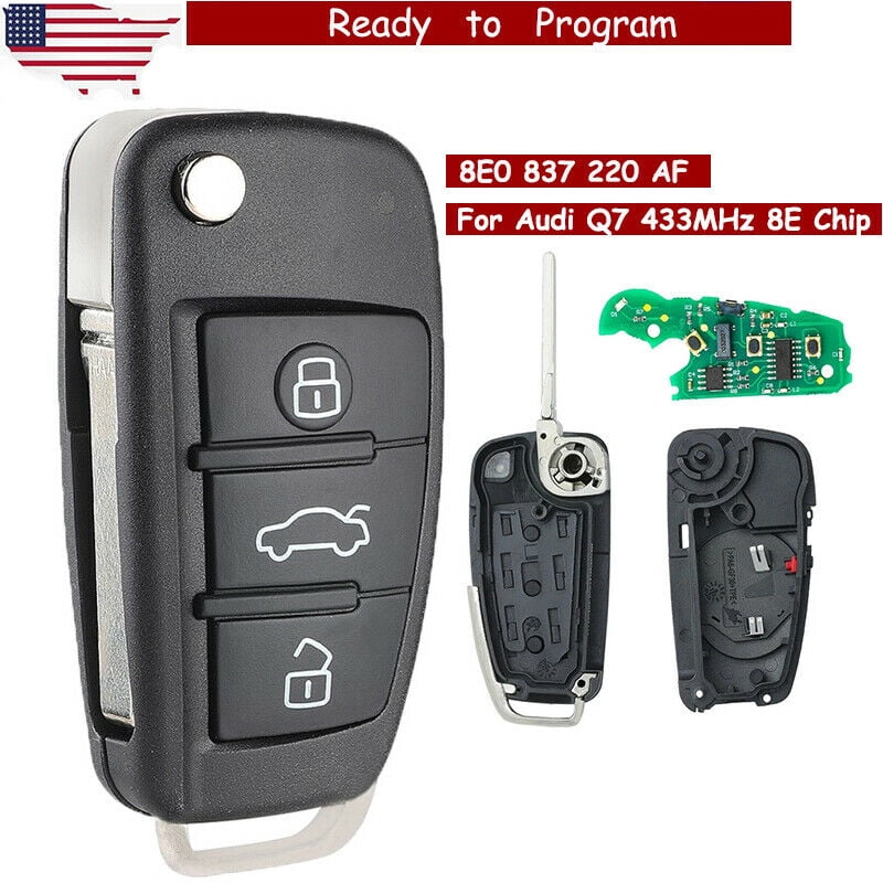 Buy Folding Remote Key Fob 3 Button 433MHz 8E Chip for Audi Q7 - 8E0 ...