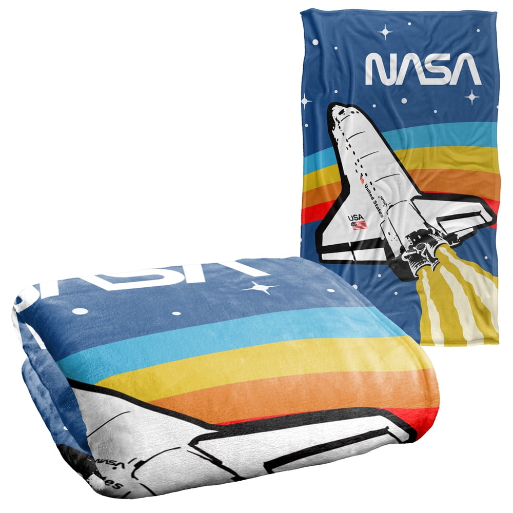 Nasa Logo Over Space Shuttle With Rainbow Silky Touch Super Soft Throw ...