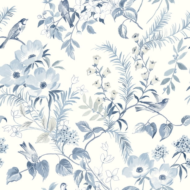 Chesapeake Frederique Blue Floral Wallpaper - Walmart.com