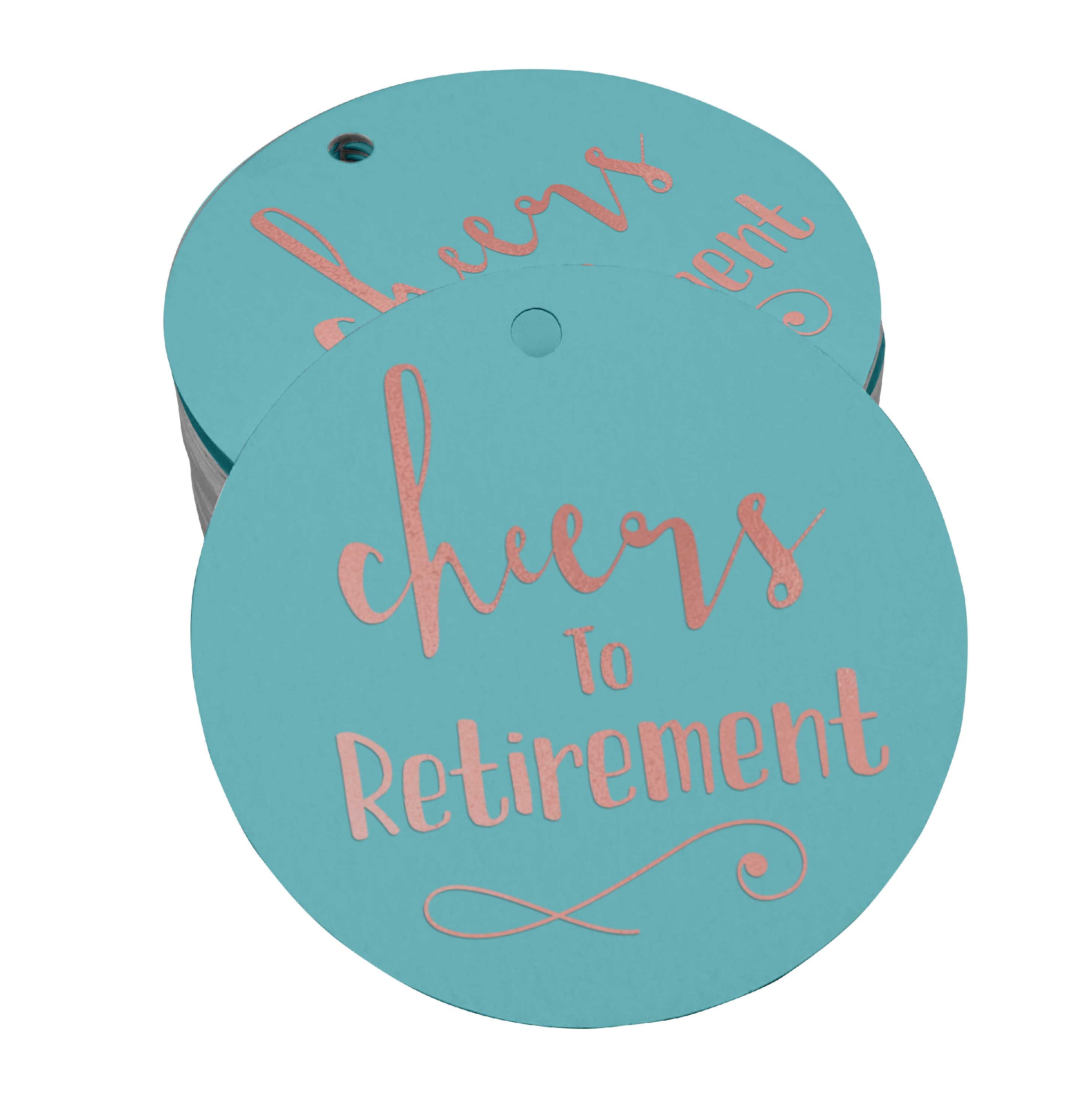 Inkdotpot Rose Gold Foil Paper Hang Tags Cheers To Retirement Favor ...
