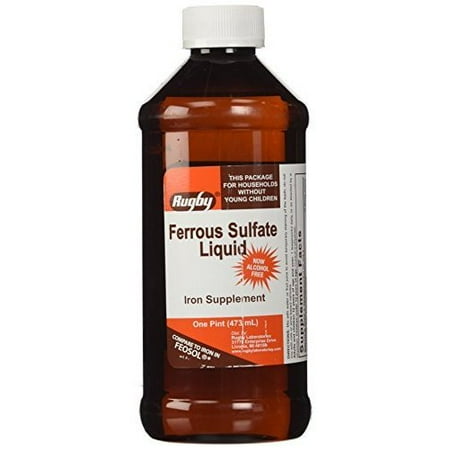 RUGBY LABORATORIES Ferrous Sulfate Elixir Iron Supplements, 16 Fluid ...