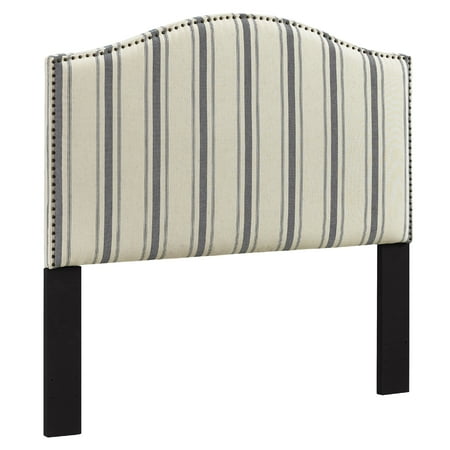 Upholstered Camelback King Panel Headboard in Cambridge Blue Stripe ...