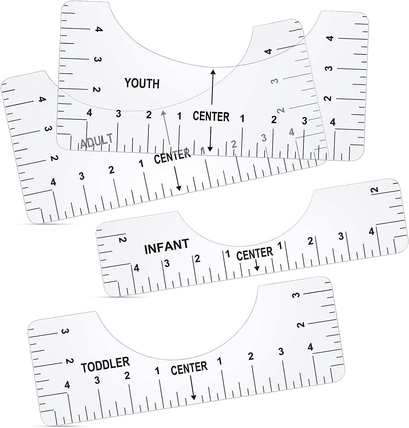 4 Pieces T-Shirt Alignment Tools Transparent T-Shirt Guide Ruler ...