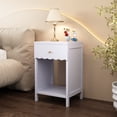 Modern White Nightstand with Drawer and Open Shelf, Bedside Table with ...