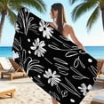 1Pc, black and white line floral pattern, simple abstract style beach ...