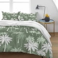 4 Piece Duvet Cover Set Queen, Summer Palm Trees on Sage Green Soft ...