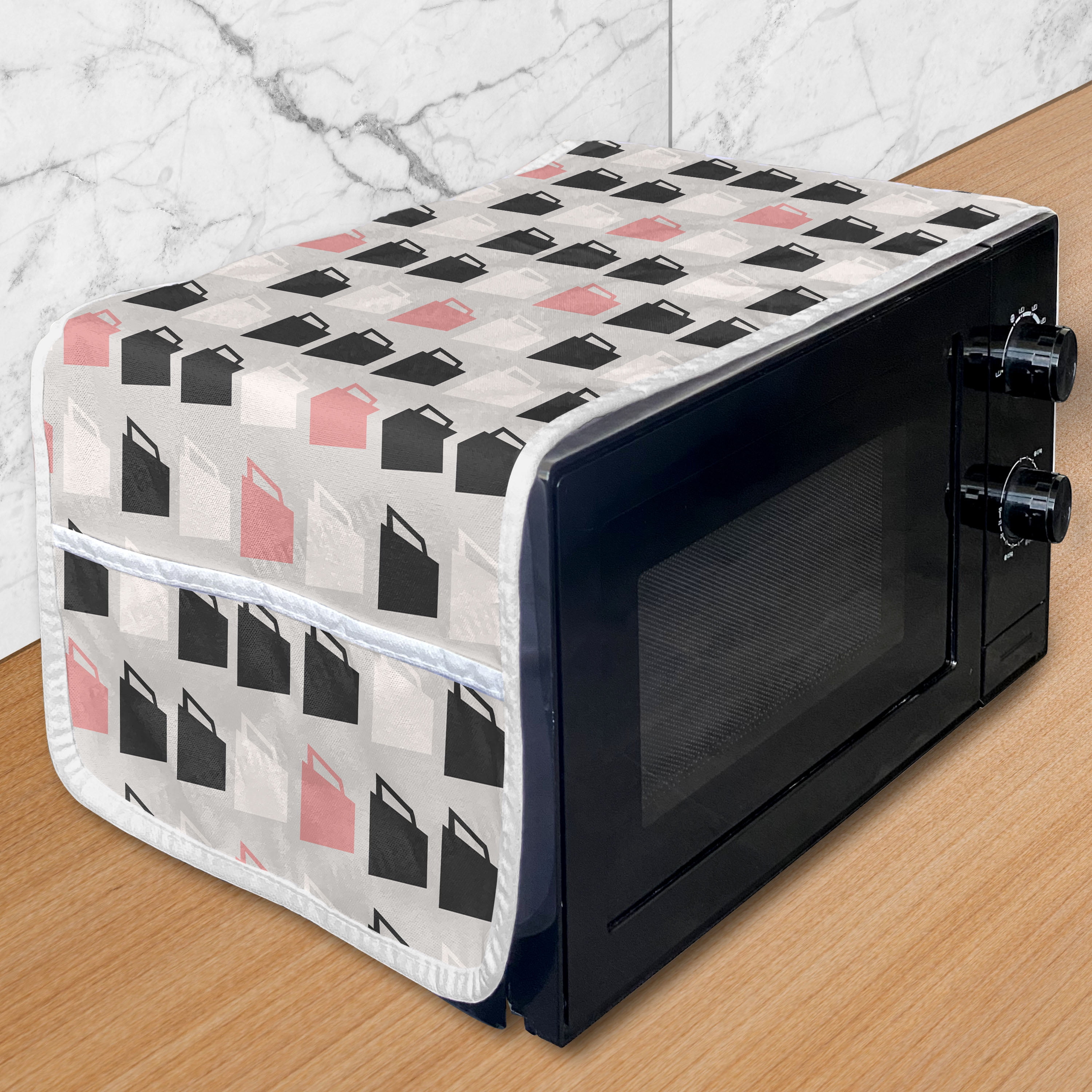 Coffee Microwave Oven Cover, Mugs Teacup Modern Pastel Cafe Drinking ...