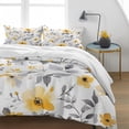 4 Piece Duvet Cover Set Twin, Country Style Yellow Flowers Soft ...
