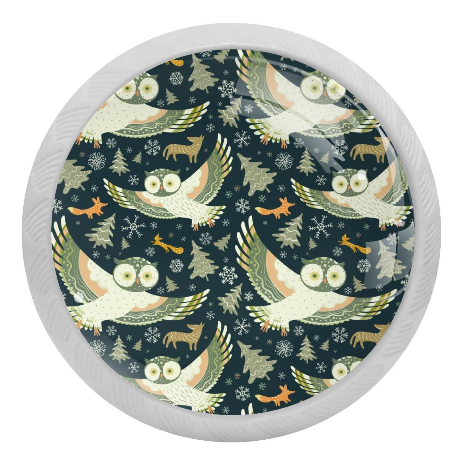 4PCS Round Owl Cabinet Fluorescence Knob Glowing in the Dark Furniture ...
