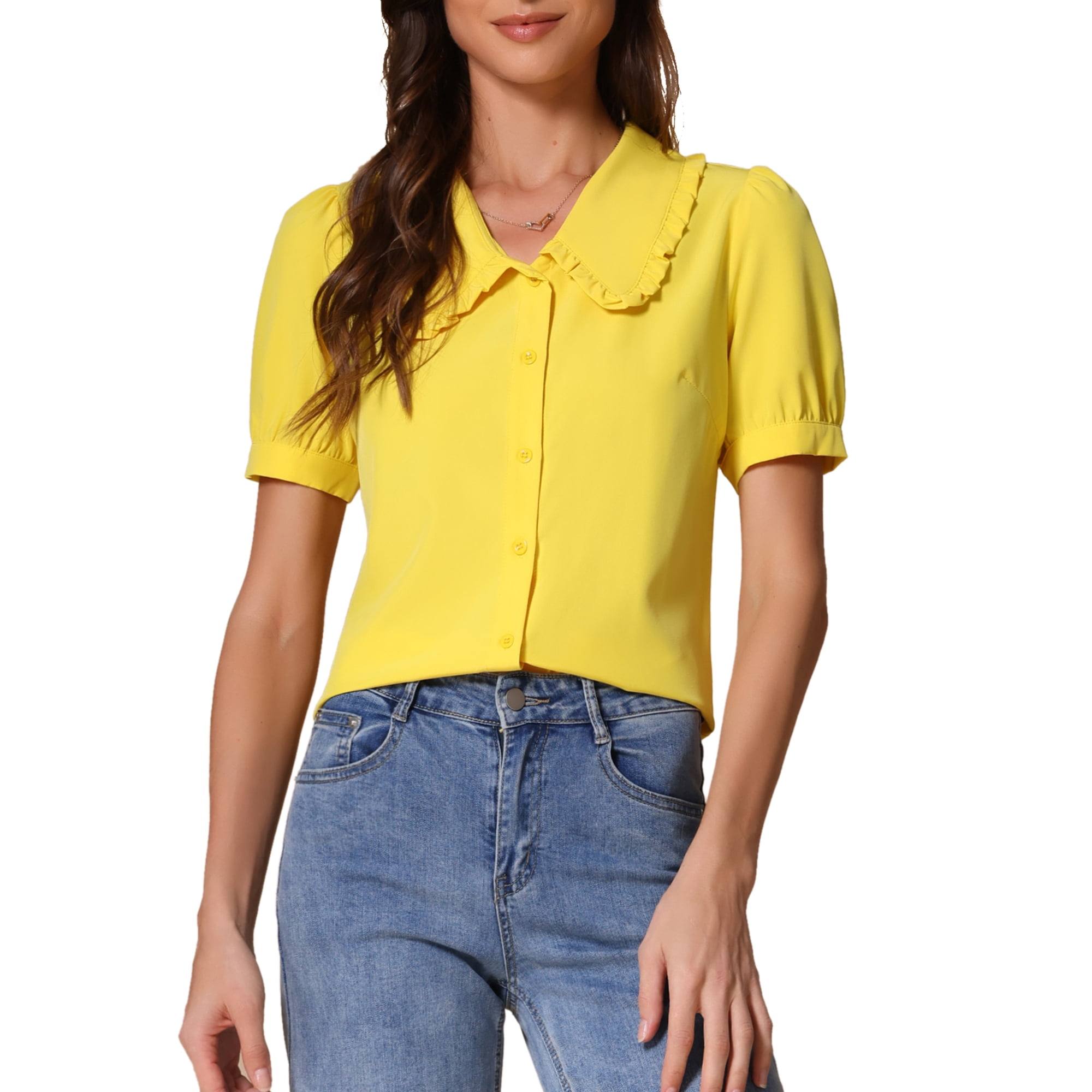 Click here for Inspire Chic Womens Blouse Peter Pan Collar Puff S... prices