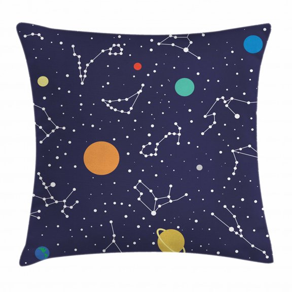 Space Throw Pillow Cushion Cover, Moon Fantasy Planet Beach with Old ...