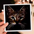 3drose, Tabby Cat Face Pet Lovers Glowing Neon Light Art, 6 Greeting ...