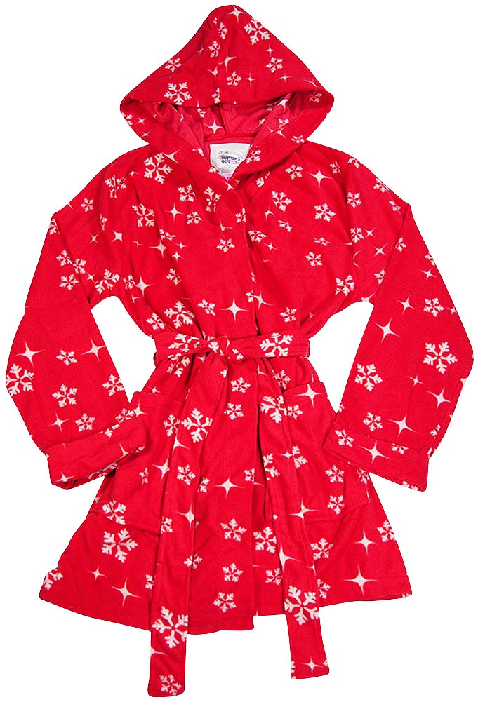 B O P J Adult Womens Female Printed Fleece Robe Red Snowflake ...