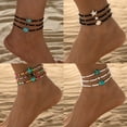 3 Pieces Bohemian Styles Resin Anklets Starfish Turquoise Beads Elastic ...