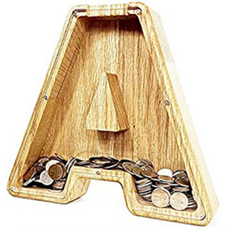 Wooden Monogram Piggy Bank Capital Letter Money Bank Initials Piggy ...