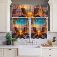 Autumn Beach Campfire Pumpkin Curtain Tier and Valance Set 3 Piece,Fall ...