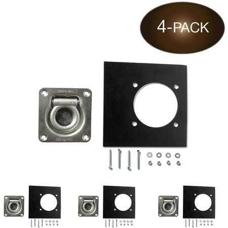 Four Recessed D-Ring Pan Fittings | Small Square Tie-Down D Ring ...