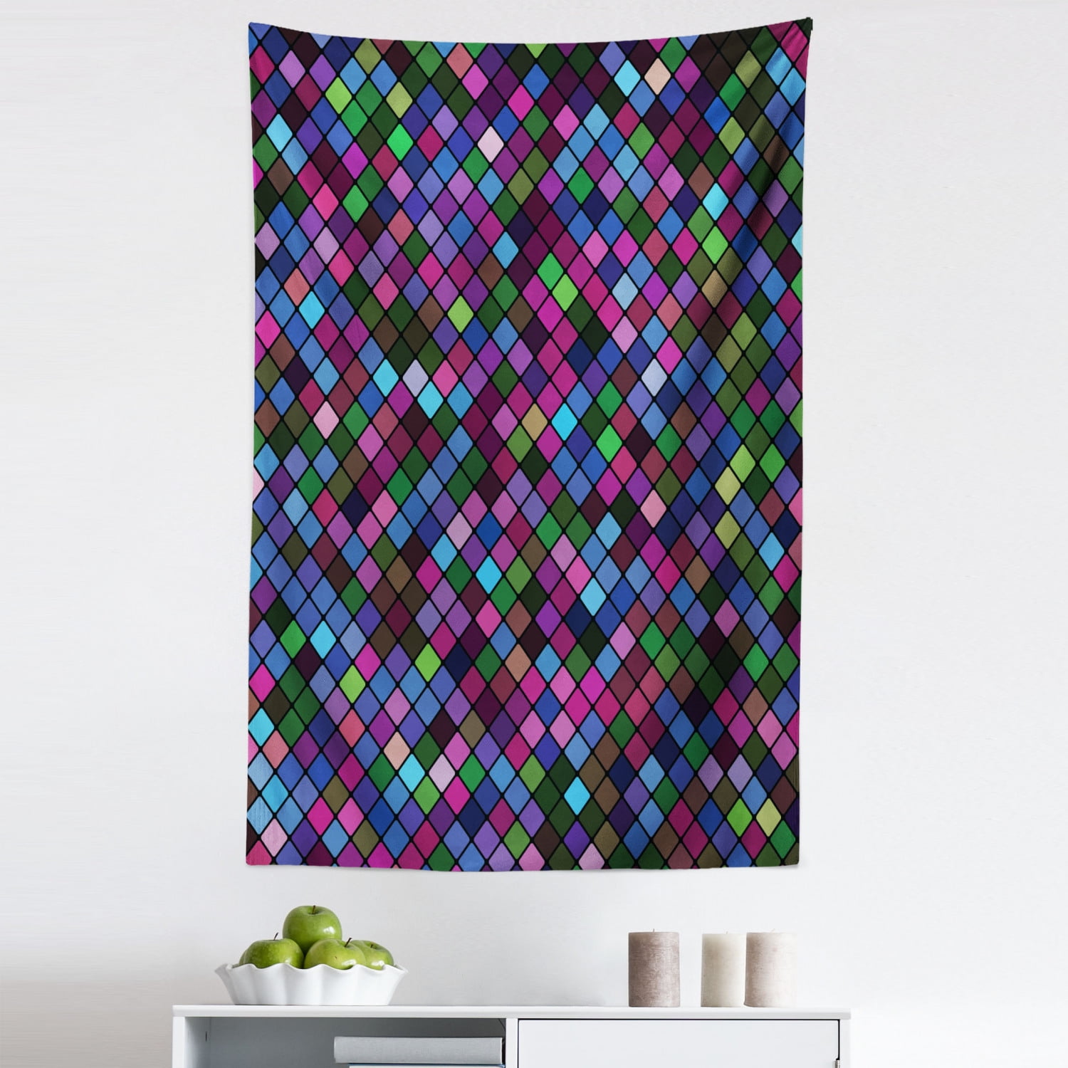 Checkered Tapestry, Little Squares with Vibrant Colors in Diagonal ...