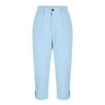 Ediodpoh Casual Straight Leg Cropped Trousers with Pockets and Buttons ...