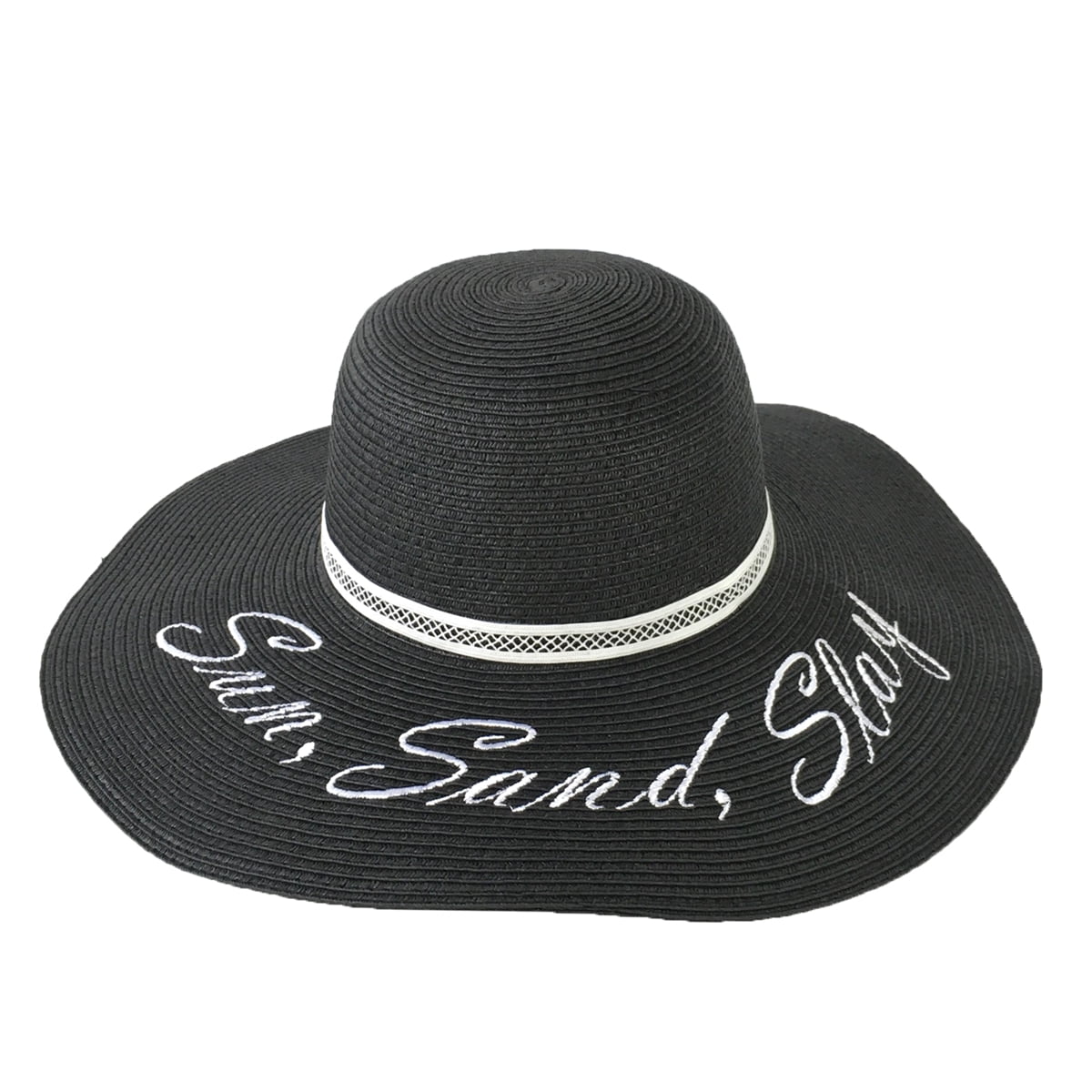Fashion Culture 'Sun Sand Slay' Floppy Sun Hat, Black - Walmart.com