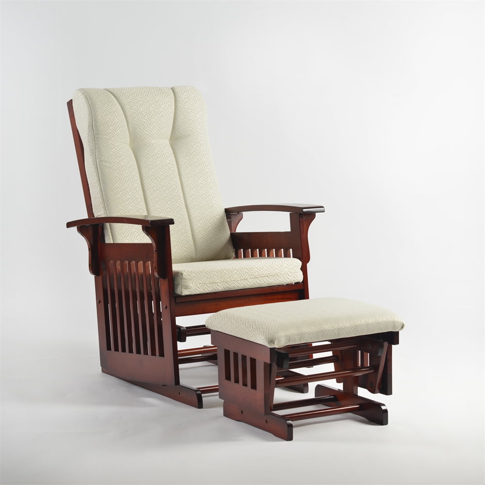 Rocking Chair with Ottoman, Modern Fabric Upholstered Nursery Glider ...