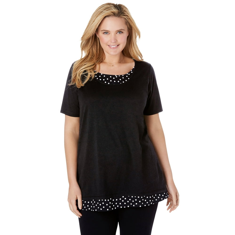 Woman Within - Woman Within Women's Plus Size Layered-Look Print Tunic ...