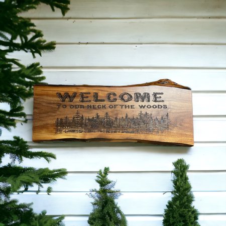 Northern Custom Etching - Walnut Wood Sign with Wilderness Woods Theme ...