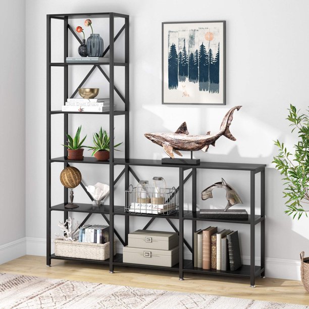 Tribesigns L Shape Bookshelf, Ladder Corner Etagere Bookcase Display ...