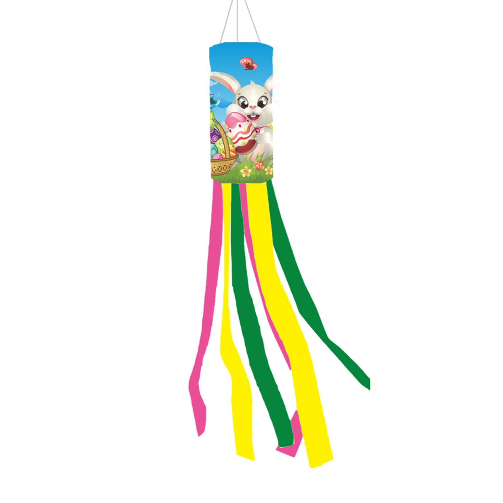Wind Sock Flag Anti-fading Happy Easter Rabbit Pattern Garden Wind Flag ...
