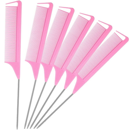 Pink Rat Tail Comb Fiber Teasing Combs Rat Tail Lifting Combs Styling ...