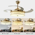 Kpibest 42" Gold Crystal Retractable Ceiling Fan with Lights Dimmable ...