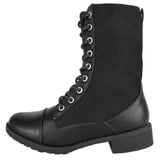 Forever Women Shoes Combat Army Style Boots Lace Up Side Zipper Booties ...