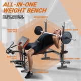 GIKPAL 6-in-1 Adjustable Weight Bench, Barbell Rack, Leg Developer, PVC ...