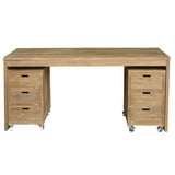 Recycled Teak Wood Bali Writing Desk with 2 Sets of Drawers for Home ...