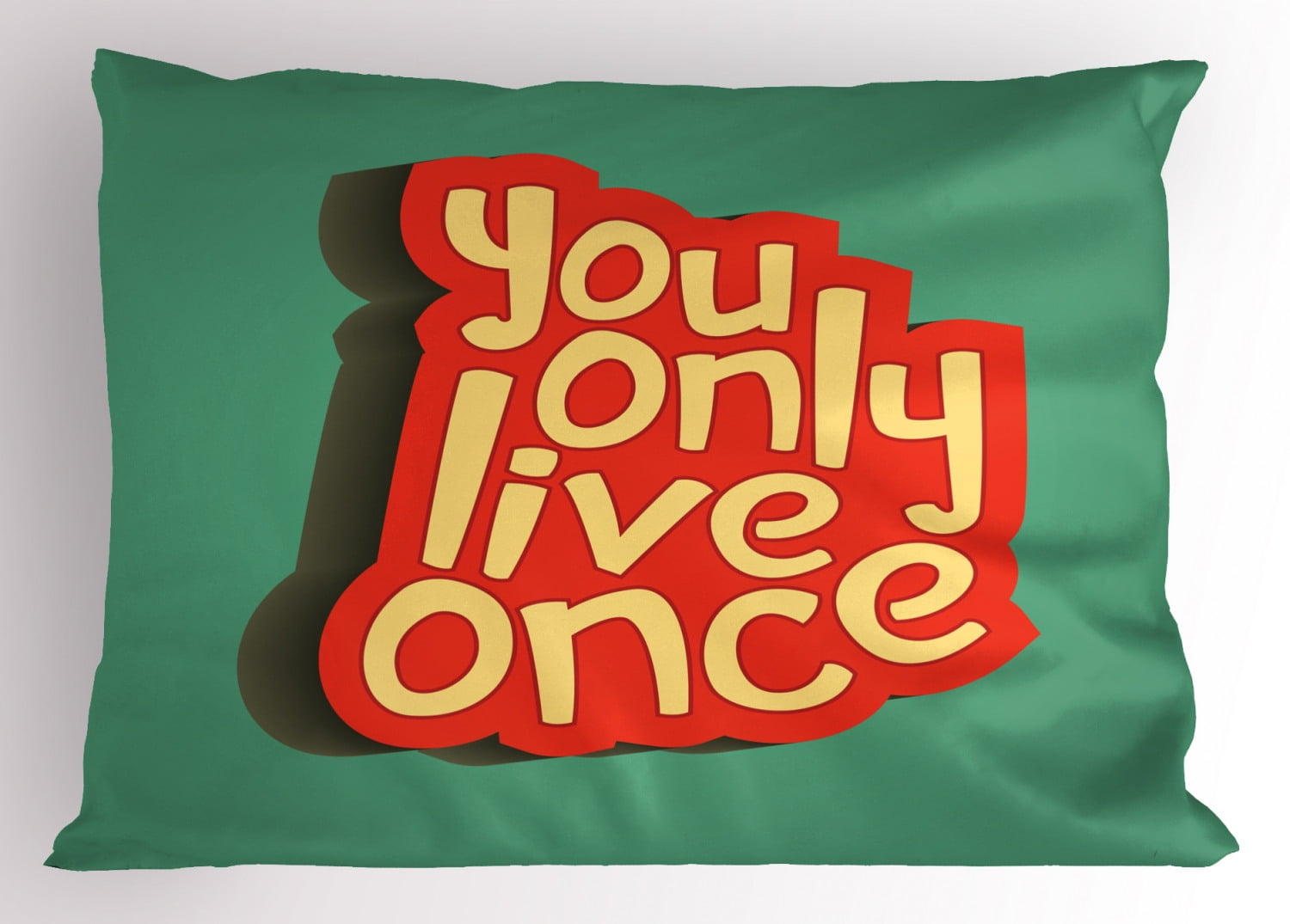 YOLO Pillow Sham Retro Inspirational Quote You Only Live Once Lettering ...