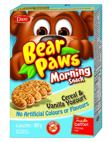 Dare Bear Paws Snack, Cereal & Vanilla Yogurt 189g/6.7 oz.,Peanut Free ...