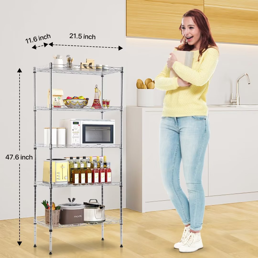 Dkelincs 5 Tier Wire Shelving Unit NSF Storage Shelving Adjustable ...