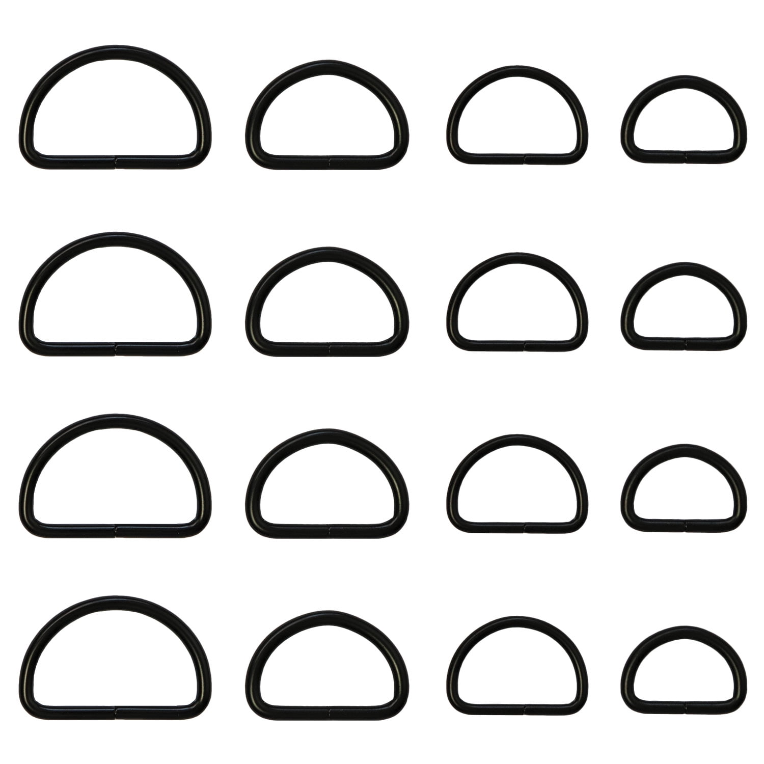 Metal D Ring Non Welded D-Rings Electroplated Black Assorted 0.5 Inch ...