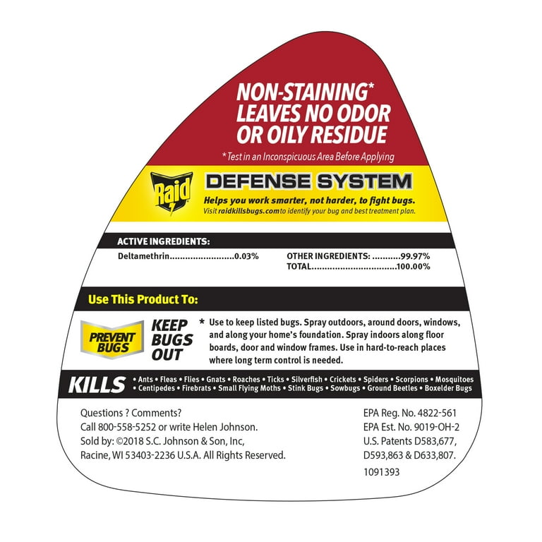 Raid Pesticide Label