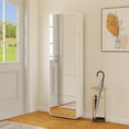 Facilehome Slim Wooden Shoe Storage Cabinet with Mirror, Arc Design ...