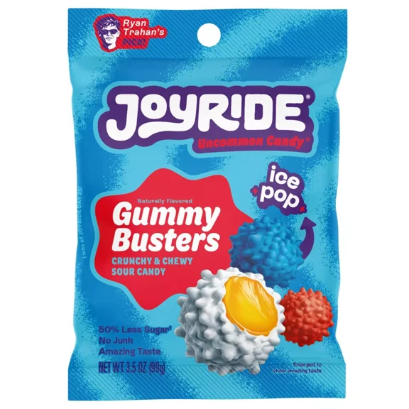 Joyride Sweets Sour Blue Raspberry Candy Strips, Vegan, Low Sugar, High ...