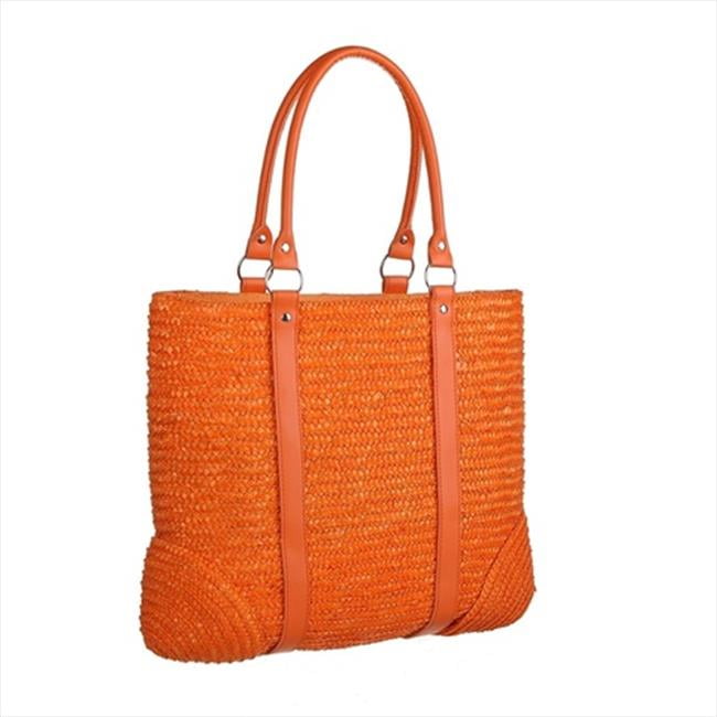 3429D Orange Milan Straw Tote - Walmart.com