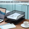 CCOCC Black Metal Letter Tray Stackable Desk Tray Single Wire Mesh ...
